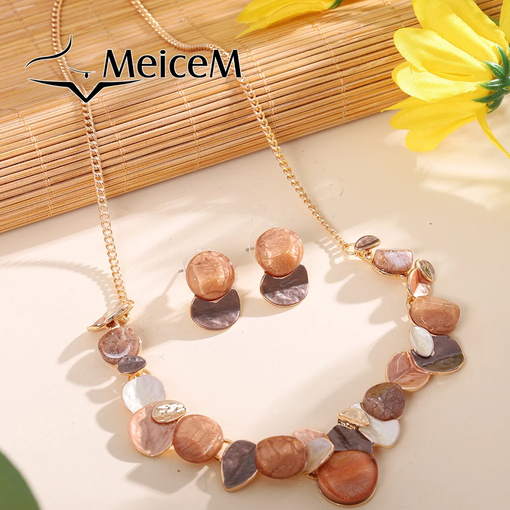 MeiceM Jewelry Set Zinc Alloy Colorful Geometric Irregular Circular ...