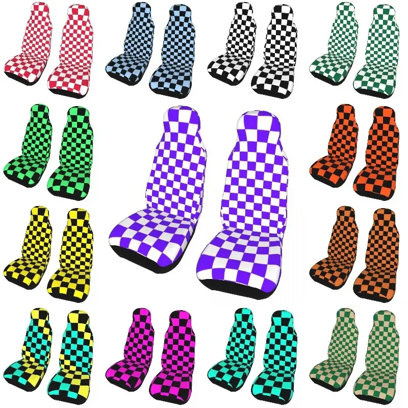White-And-Indigo-Violet-Checkerboard-Car-Seat-Cover-Tartan-Automobiles ...