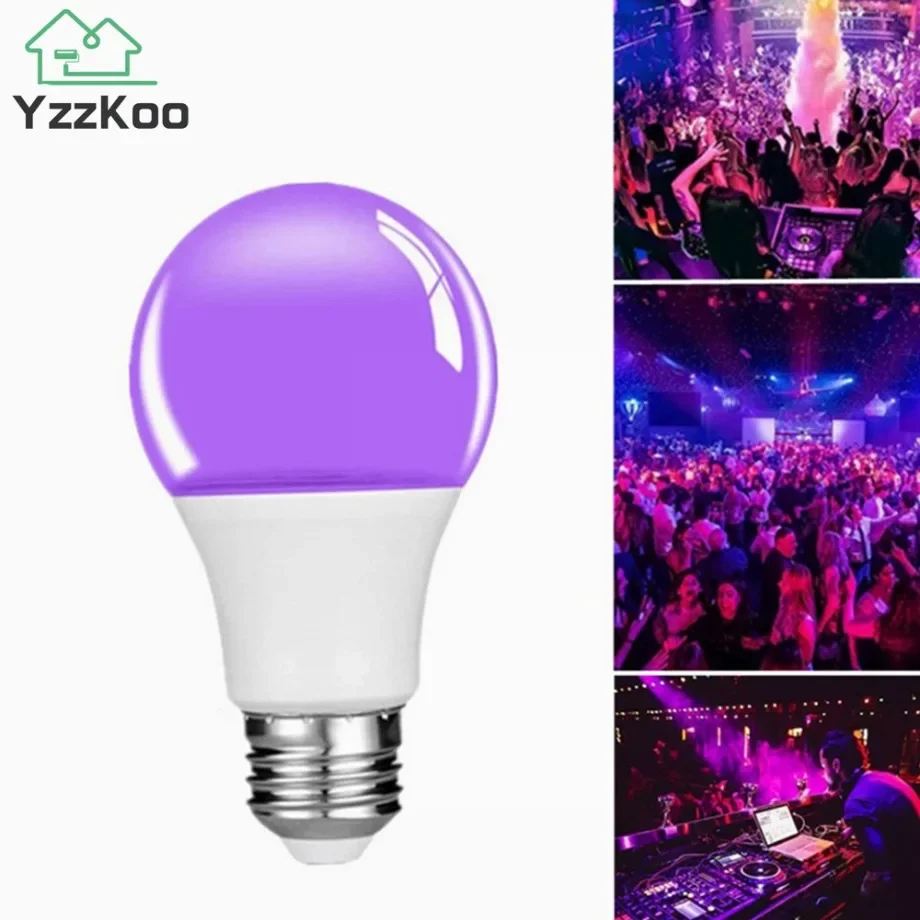 12W UV Purple Light Bulb AC 85-265V Purple Transparent Cover Hotel ...