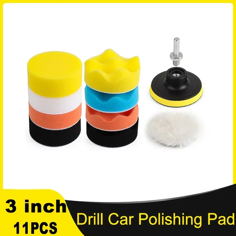 11Pcs-Kit-3-Inch-Buffing-Pad-Car-Foam-Drill-Sponge-Wool-Polishing-Pads ...