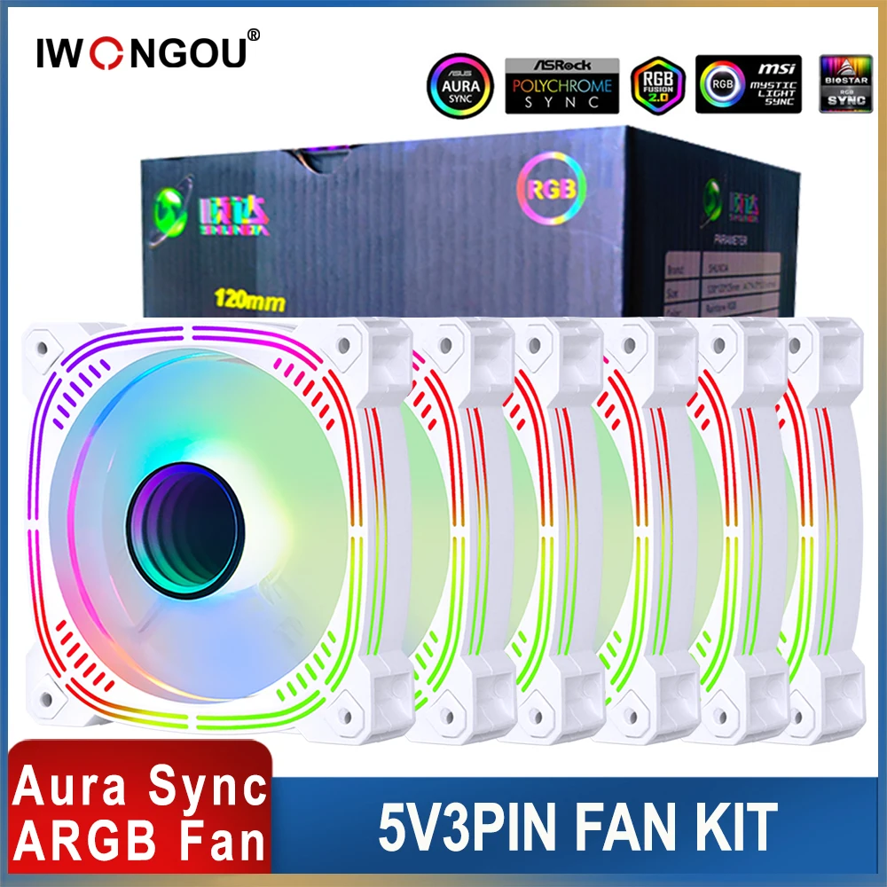 ARGB-Fan-120mm-Silent-3-Pin-5v-Aura-Sync-6pack-Kit-Fan-Ar12-Pro-4pin ...