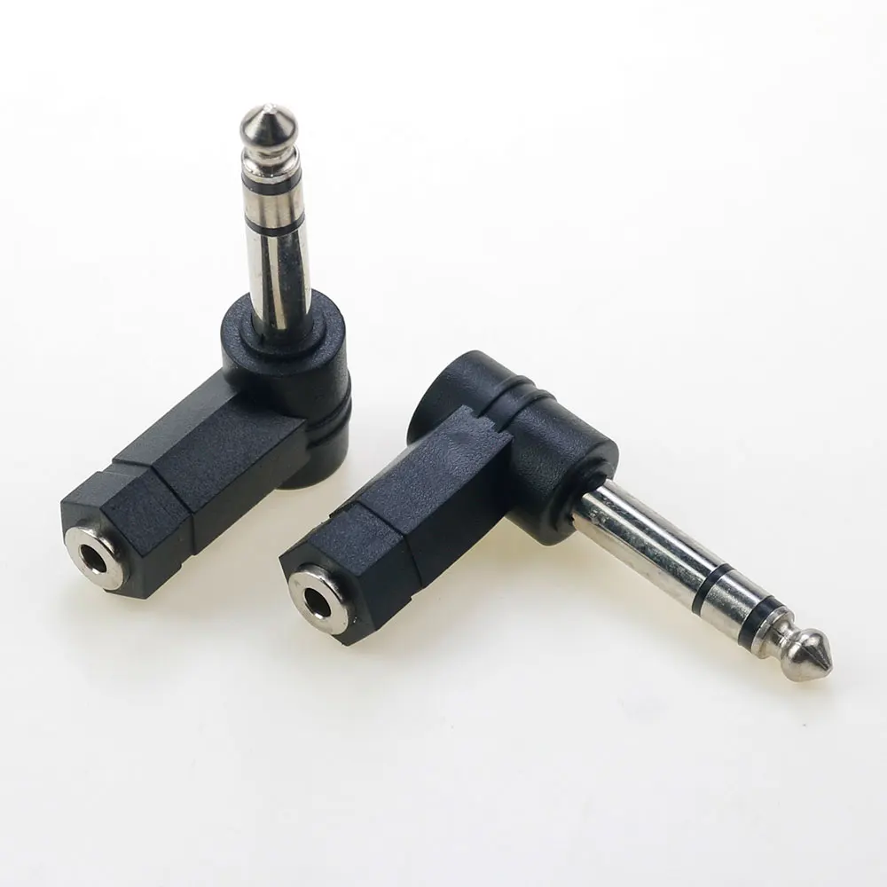 90 degree 6.35mm male plug to 3.5mm female jack pure copper L-shaped ...