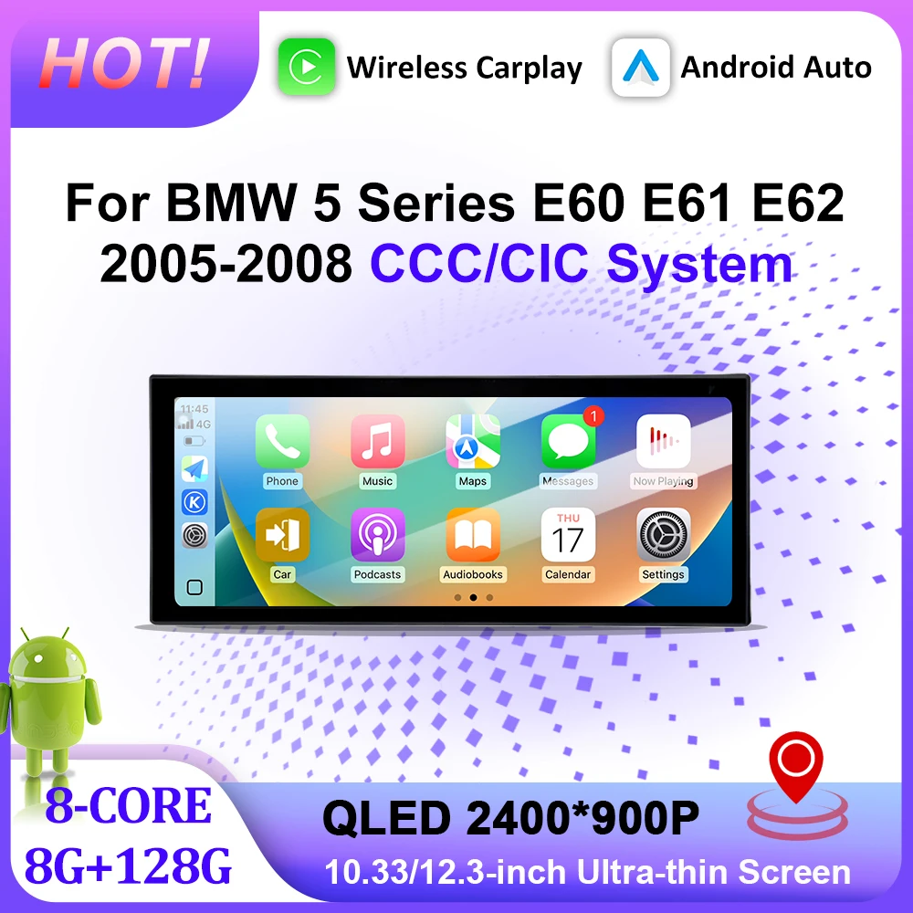 For BMW 5 Series E60 E61 E62 2005-2008 CCC CIC System Wireless CarPlay ...