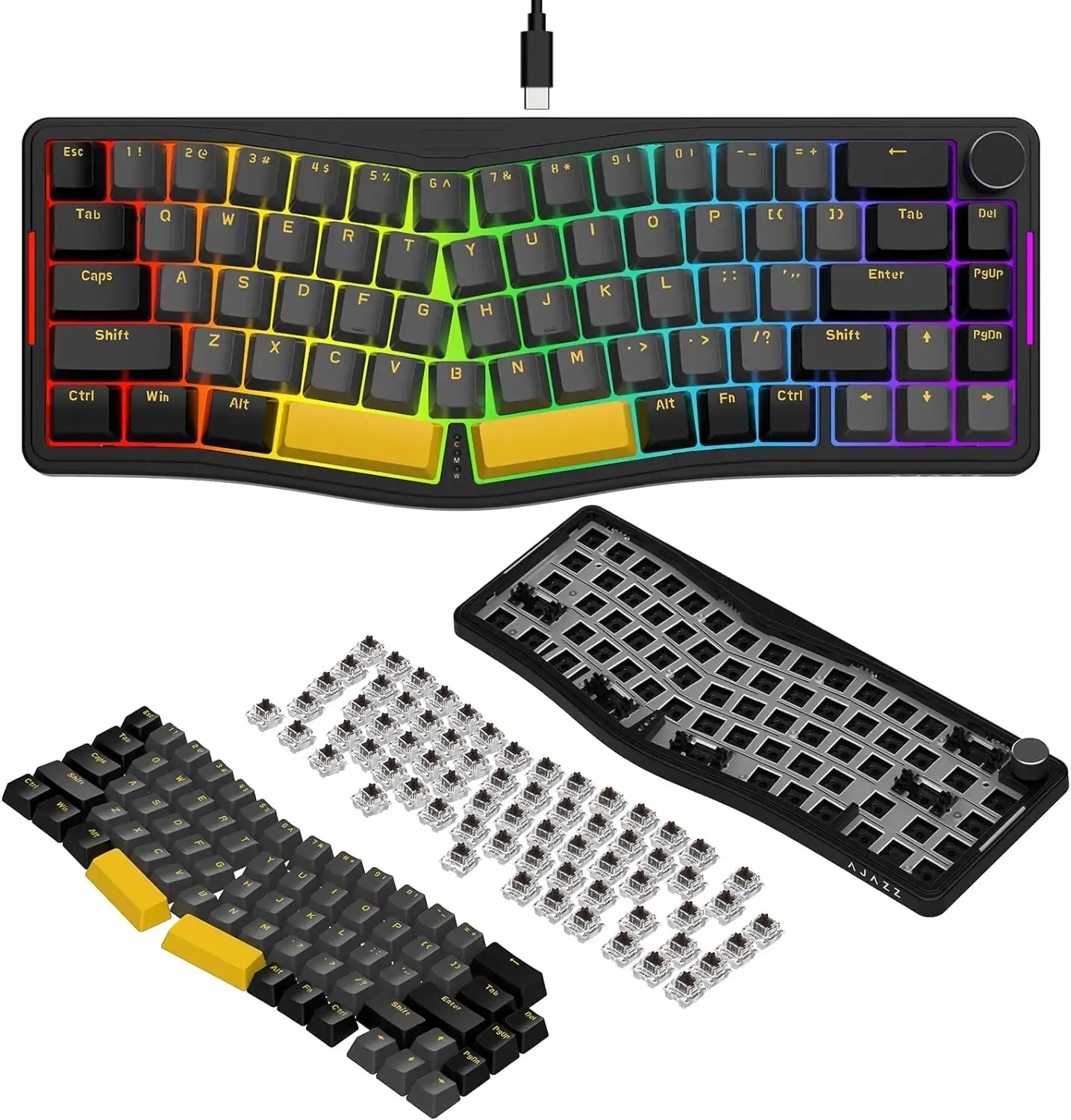 MAMBASNAKE-AKS068-Alice-Layout-68-Keys-Wired-Mechanical-Keyboard-VIA ...