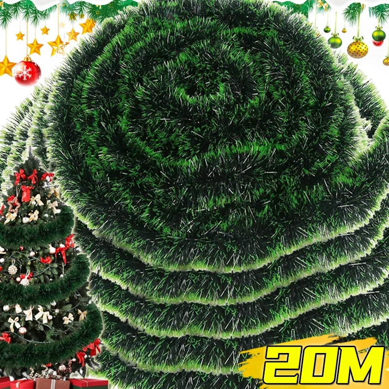 2-20M-Christmas-Green-Ribbon-Garland-DIY-Xmas-Tree-Foil-Pull-Flower ...