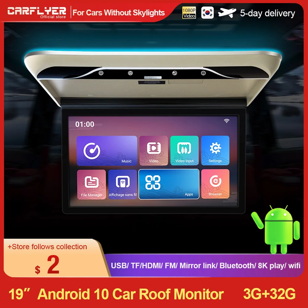 19-Android-10-0-Car-Monitor-2-32G-Roof-HD-1080P-Monitor-IPS-Screen ...
