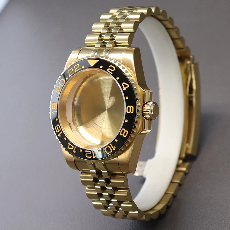 40mm-Men-s-Watch-Cases-20mm-Watchband-Part-Gold-GMT-MASTER-For-Seiko ...