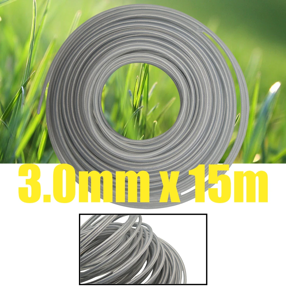 3mm-15m-Steel-Wire-Nylon-Grass-Trimmer-Line-Round-Brushcutter-Trimmer ...