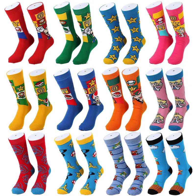 Super-Mario-Bros-Cartoon-Socks-Anime-Figure-Yoshi-Luigi-Bowser-Mid-tube ...