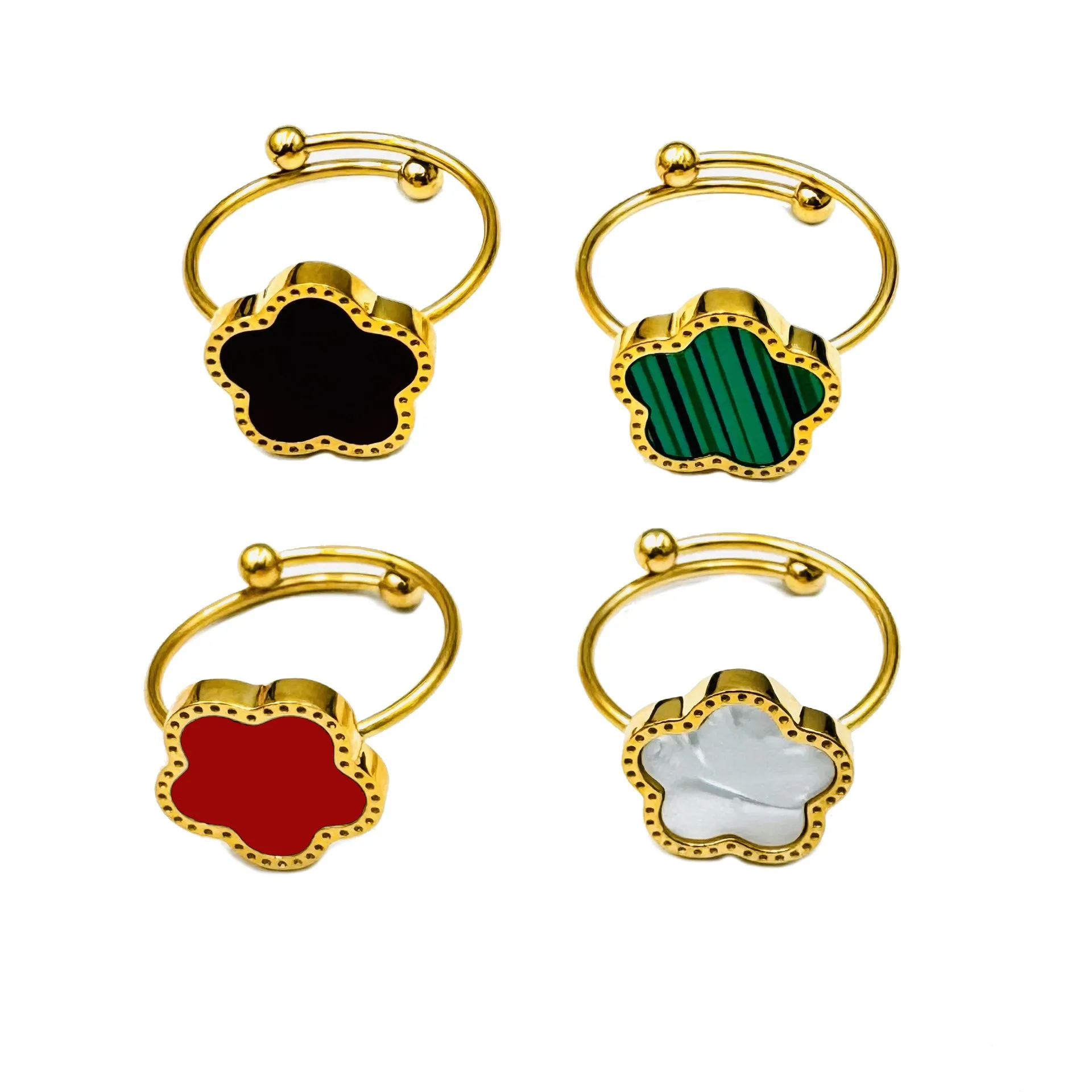 Fashion-classic-five-leaf-flower-ring-Titanium-steel-five-leaf-grass ...