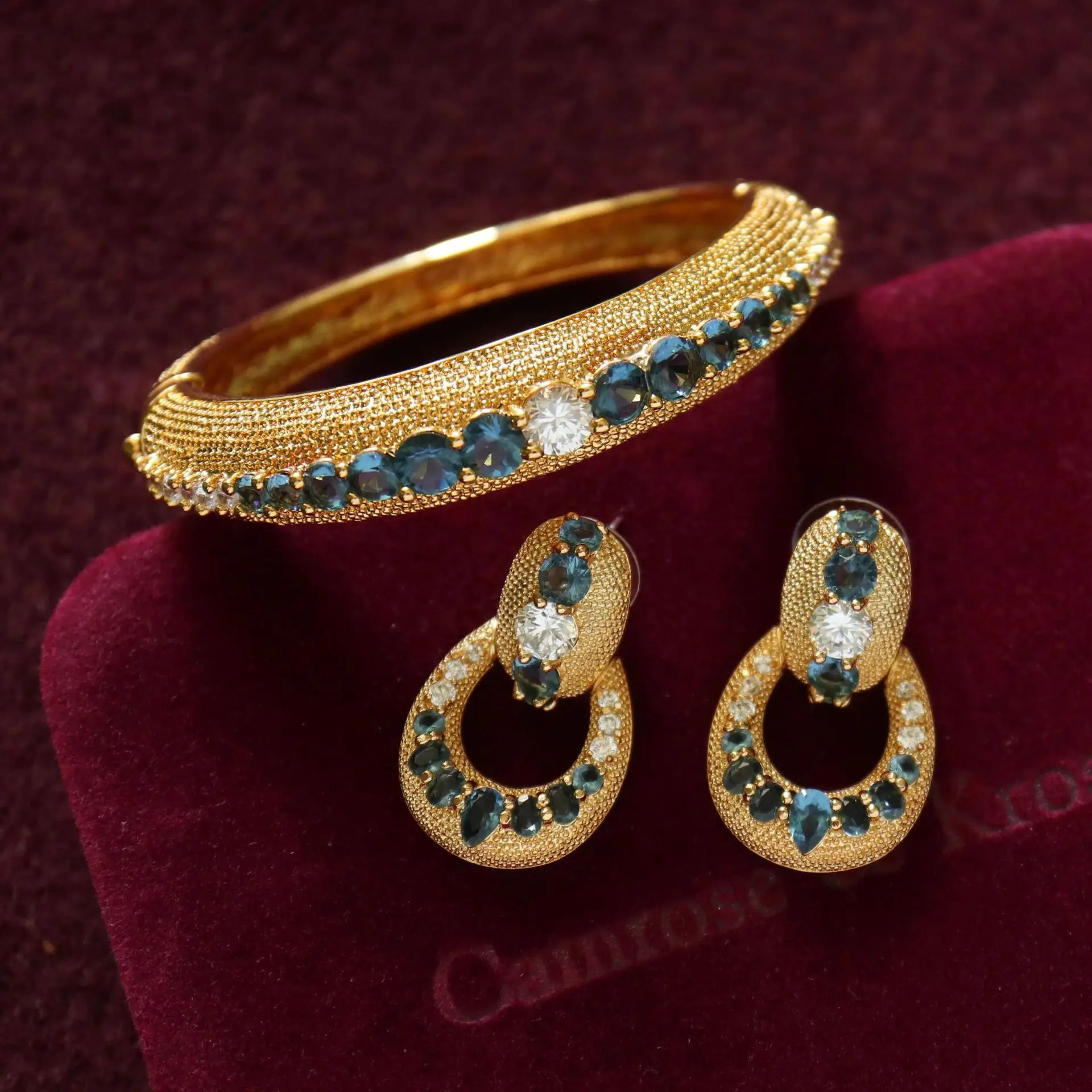 Foydjew French Style Vintage Jewelry Peacock Blue Rhinestone Earrings ...