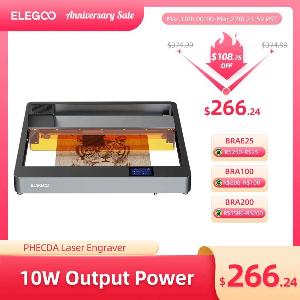 ELEGOO-PHECDA-Gravador-a-laser-e-cortador-alta-precis-o-gravura-rea-10W ...
