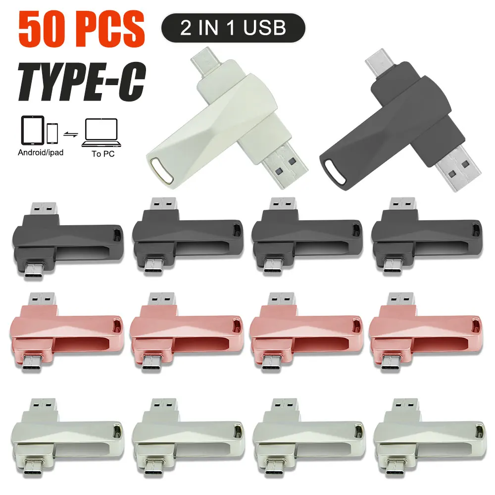 50Pcs-lot-Metal-Type-c-USB-2-0-Flash-Drive-128GB-64GB-32GB-Computer ...