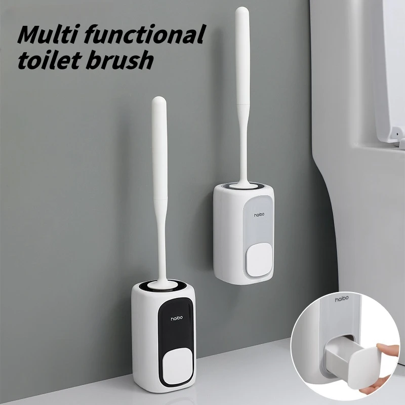 Hanging Silicone Toilet Brush Cleaner with Long Handle Flexible Cleaner ...