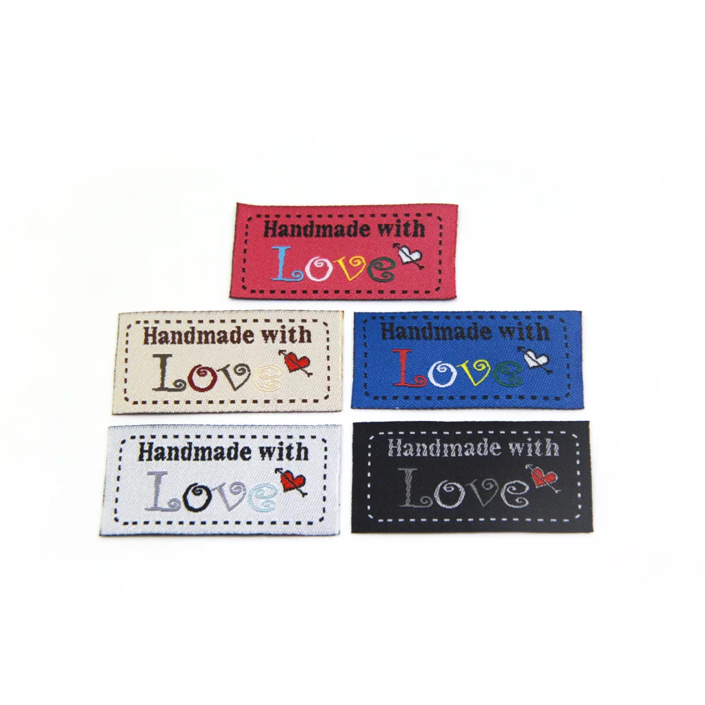 50PCS-Handmade-with-Love-Garment-Collar-Labels-Washable-Woven-Cloth ...