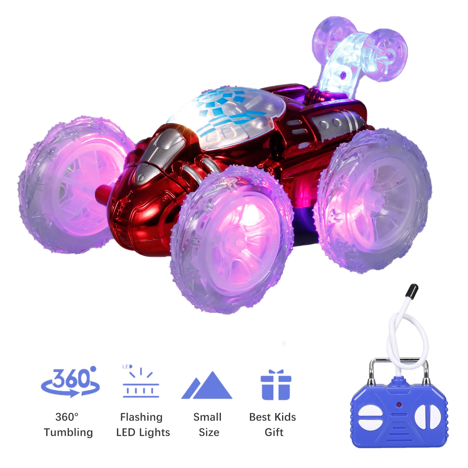 Remote Control Stunt Car Rc Car Toy With Flashing Led Lights 360 ...