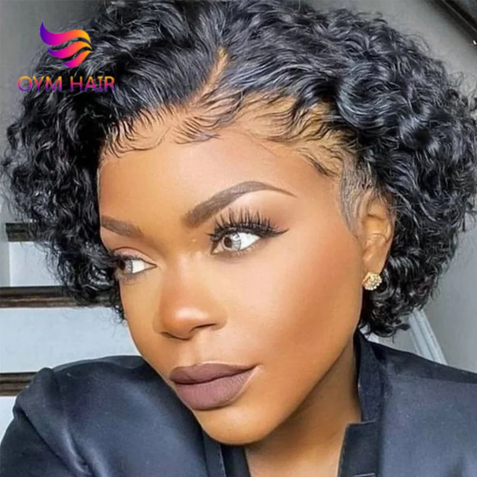 OYM-HAIR-Perruque-naturelle-boucl-e-coupe-pixie-noire-cheveux-courts ...