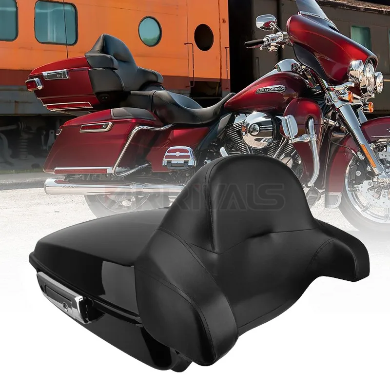 Motorcycle Chopped Pack Trunk + Backrest Pad Fit For Harley Tour Pak ...