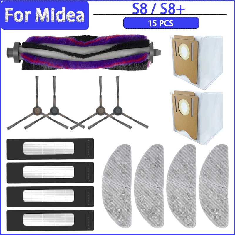Main-Side-Brush-HEPA-Filter-Mops-Cloth-Dust-Bag-For-Midea-S8-S8-Robotic ...