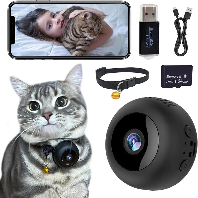 HD-1080p-Mini-Pet-Camera-Collar-with-64gb-Sd-Card-Night-Vision-Remote ...