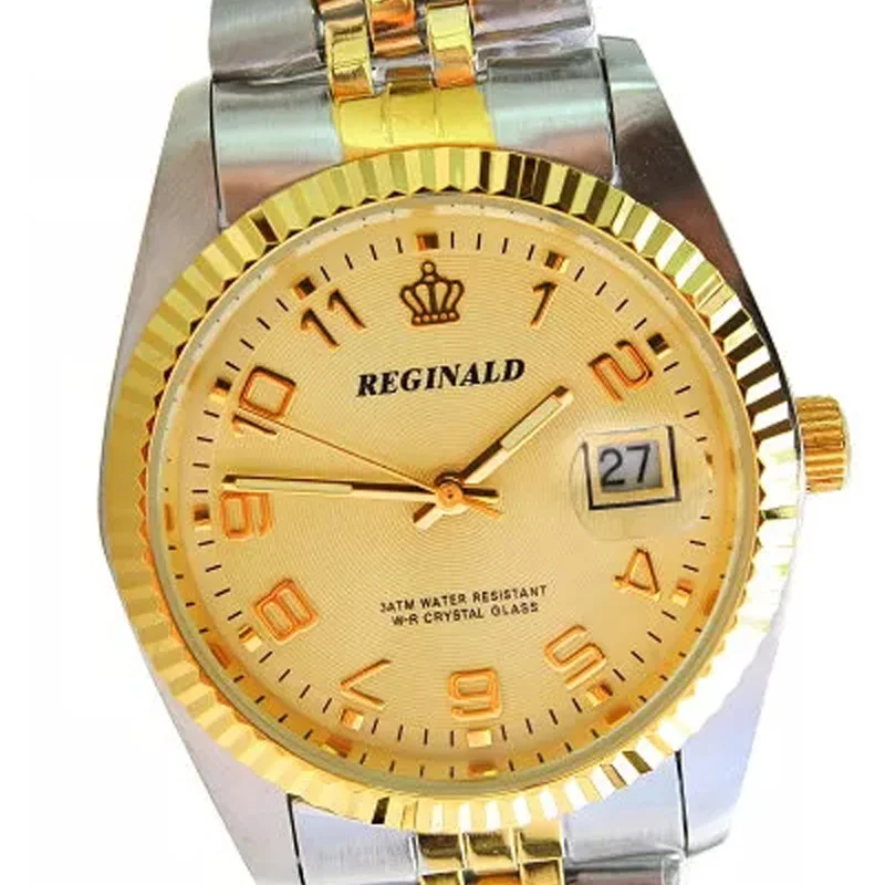 New 2016 Reginald Brand Men Business Gold Watch Full Stainless Steel ...