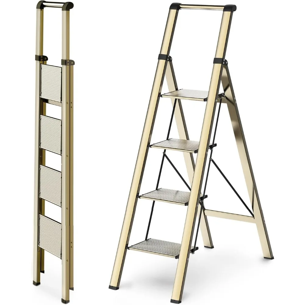 4 Step Ladder, Ladders for Home, Anti-Slip Pedals, Aluminum Step Stool ...