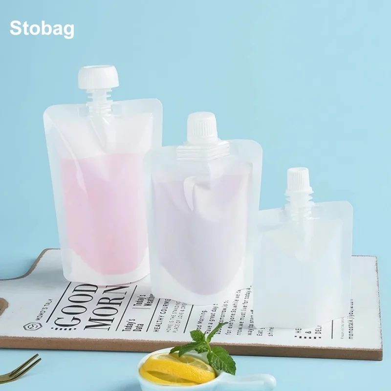 StoBag-100pcs-Wholesale-White-Liquid-Drinking-Nozzle-Bags-Packaging-Plastic-Juice-Beverage ...