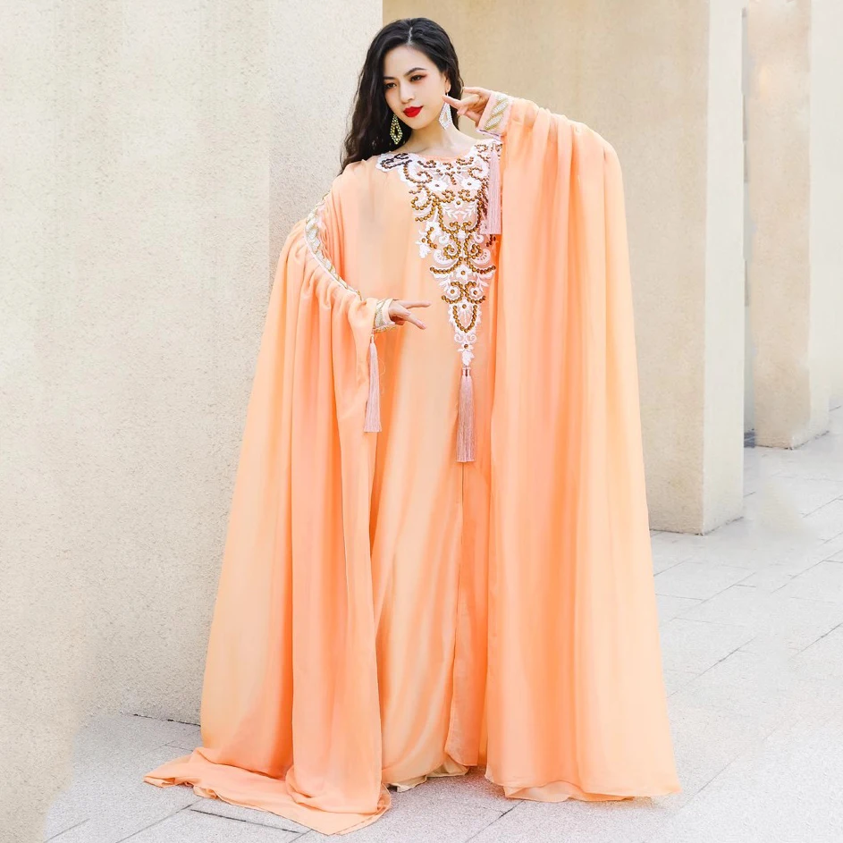 Elegant Traditional Khaleeji Thobe Dress Chiffon Belly Dance Outfit ...