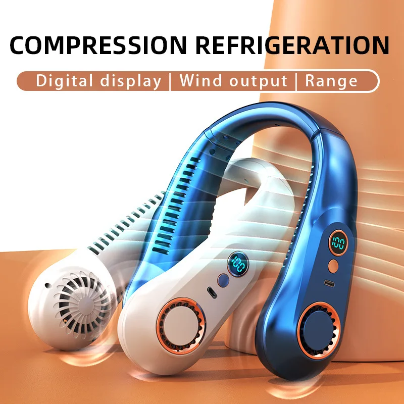 Summer-New-Hanging-Neck-Fan-Digital-Display-Power-Supply-Ventilador ...