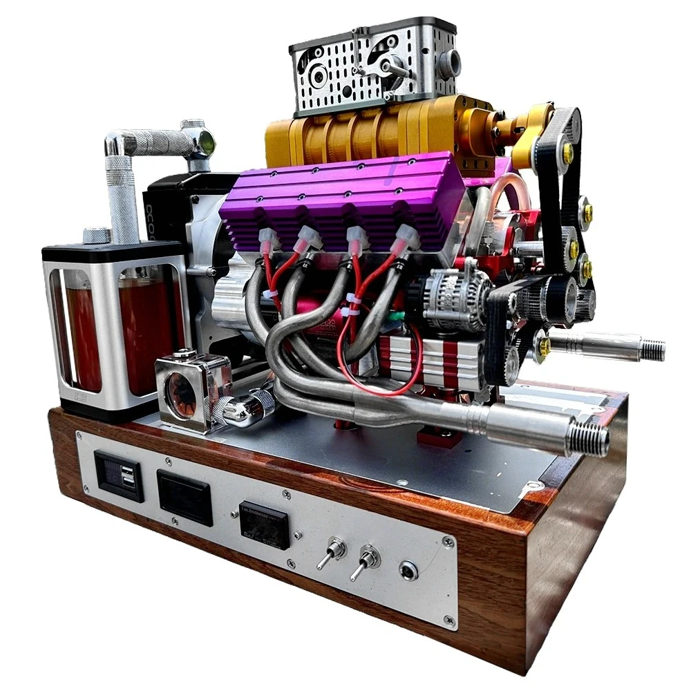 V8 Engine Model Metal Water-cooled Engine Model with Base Mechanical ...