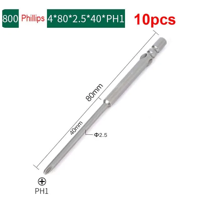 10pcs 80mm Full length Magnetic 800 Round Shank Electric Phillips ...