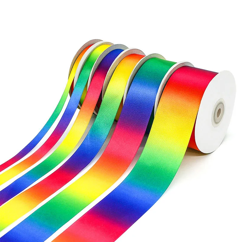 50Yards-100-Polyester-Rainbow-Satin-Ribbon-Roll-Stocked-Printed-Ribbon ...
