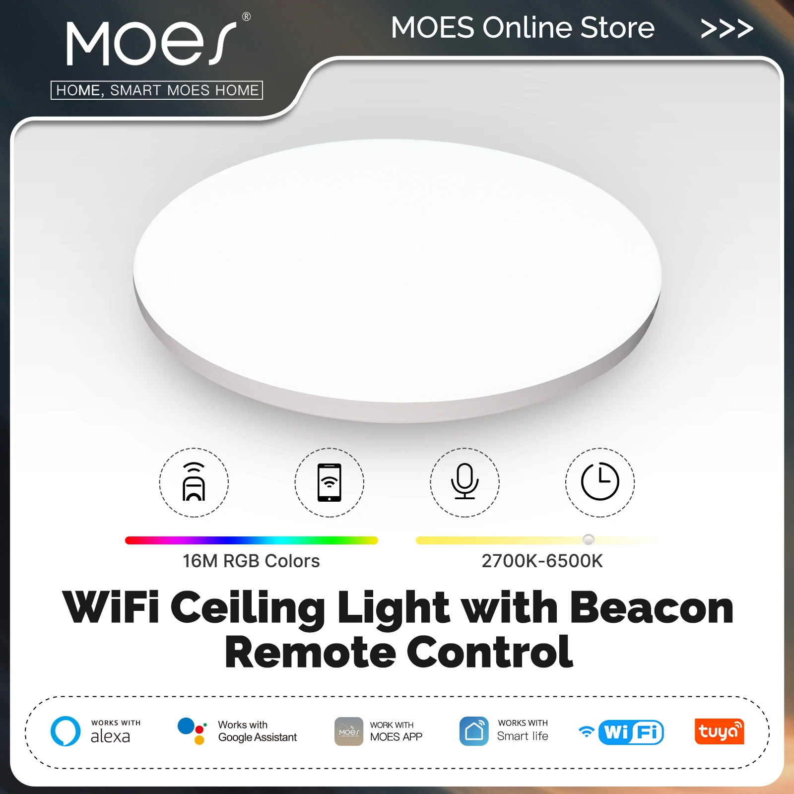 MOES-Tuya-WiFi-Ceiling-Light-Smart-Lamp-Bluetooth-With-Beacon-Remote ...