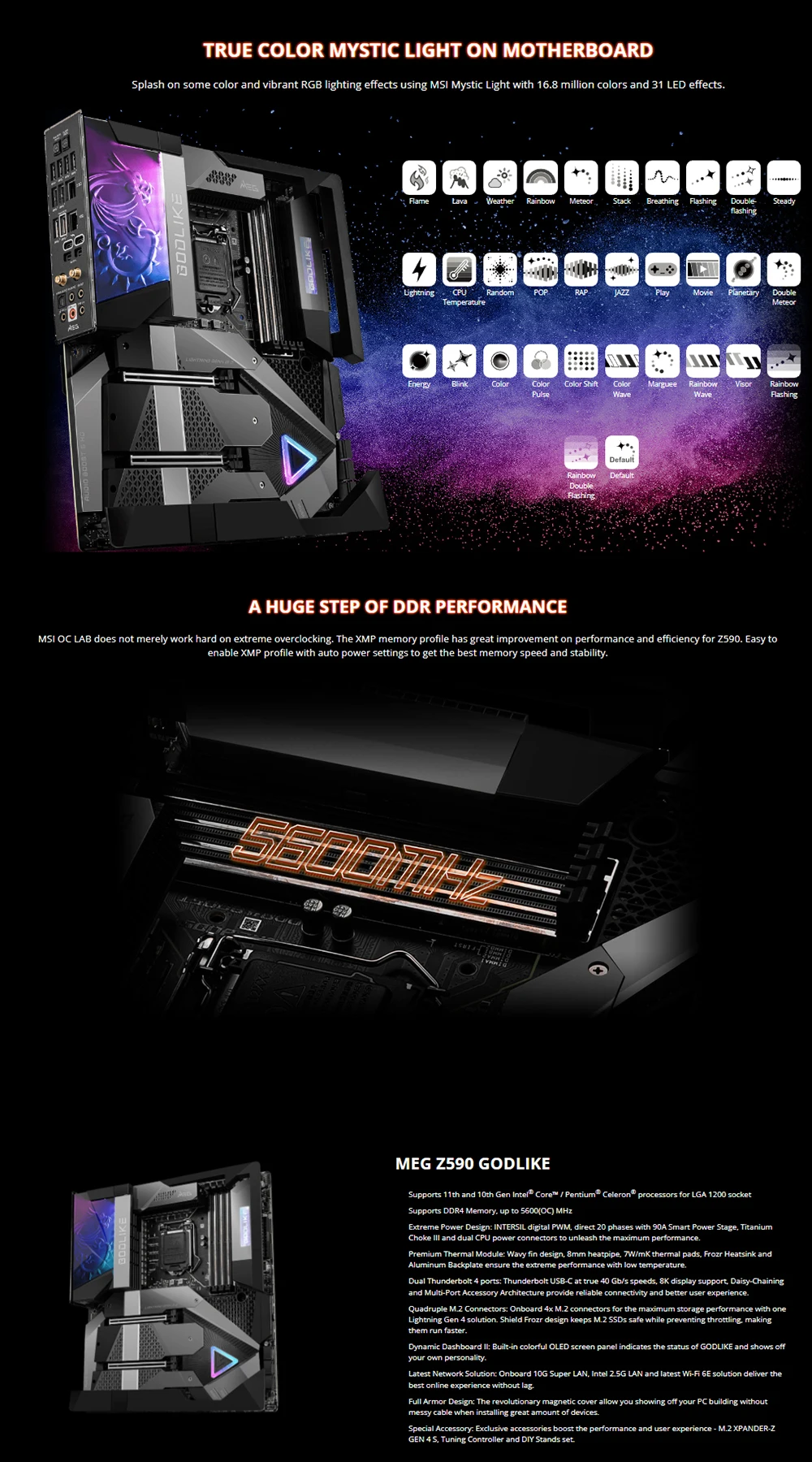 Lga 1200 Msi Meg Z590 Godlike Motherboard 128g Ddr4 5600(oc)mhz Support ...