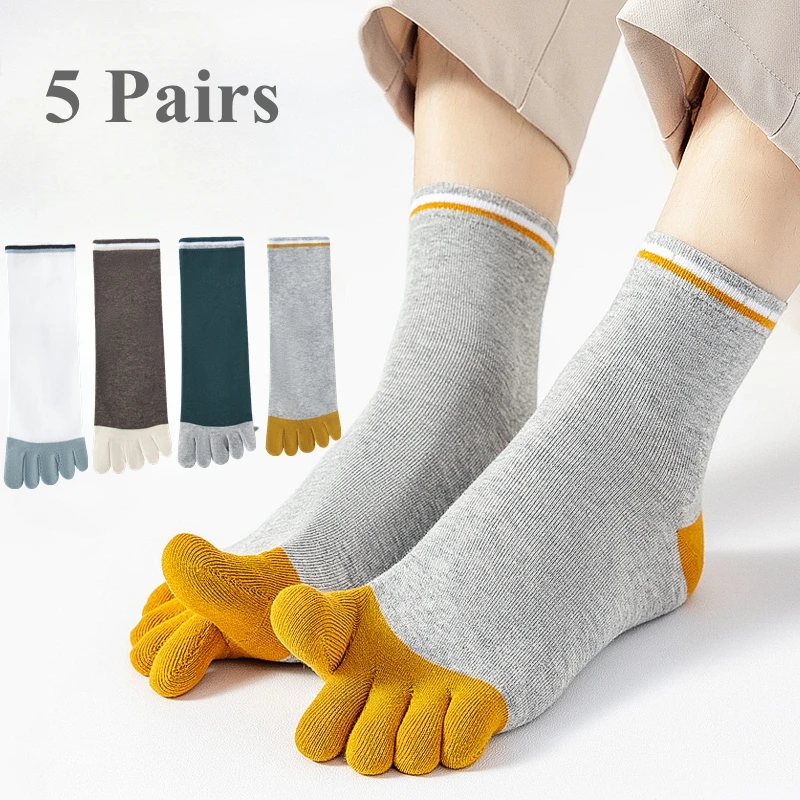 5-Pairs-Sports-Socks-for-Men-Five-Finger-Toe-Socks-Mid-Tube-Thin-Summer ...