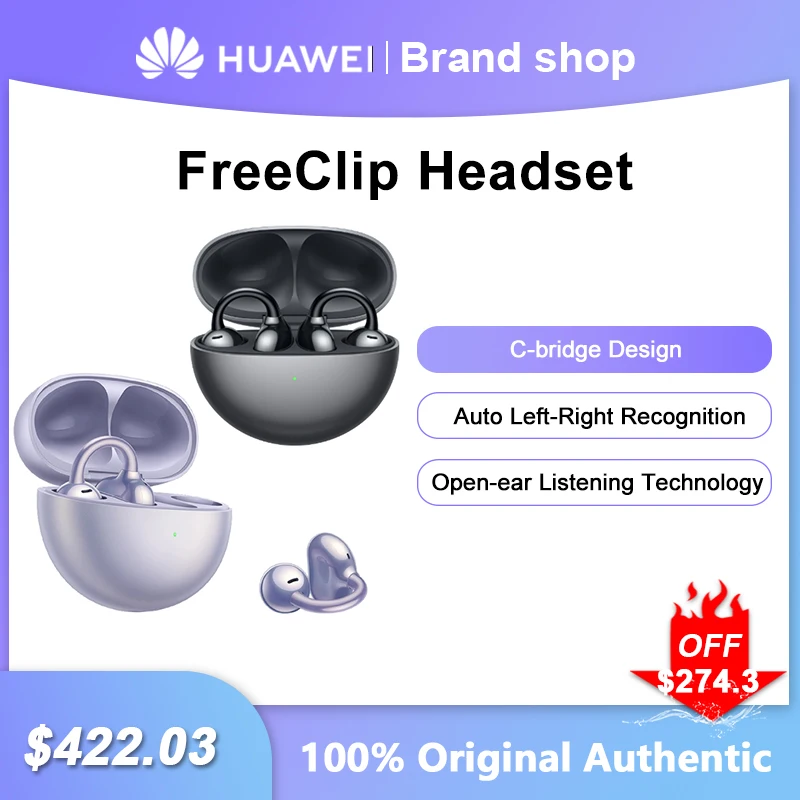 HUAWEI-FreeClip-Wireless-Bluetooth-Headset-C-bridge-Design-Headphones ...