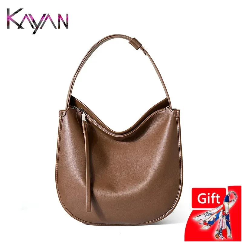 2024-Solid-Second-Layer-Cowhide-Women-Shoulder-Handbag-Genuine-Leather ...