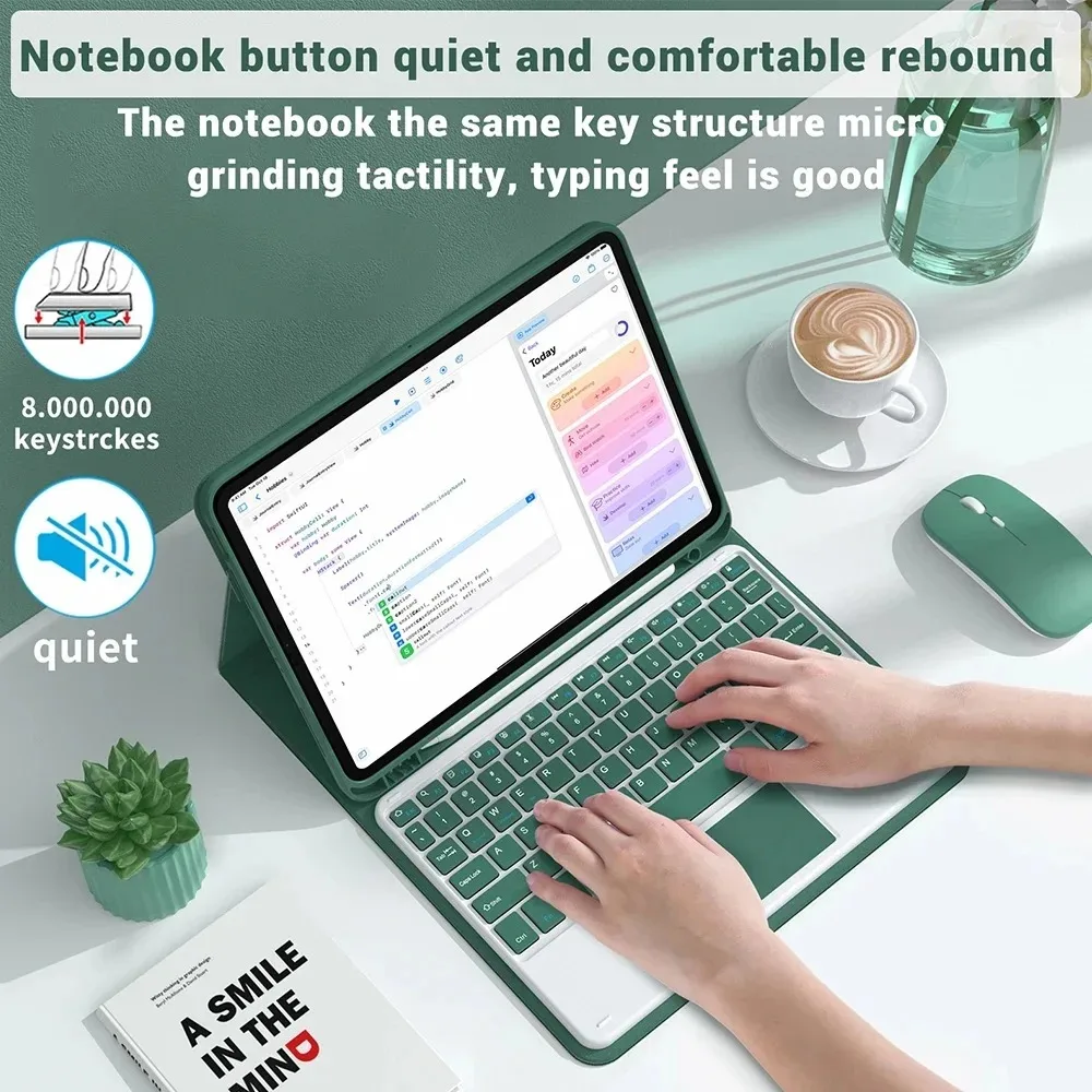 Premium Leather Tablet Keyboard Case with Detachable Bluetooth Keyboard ...