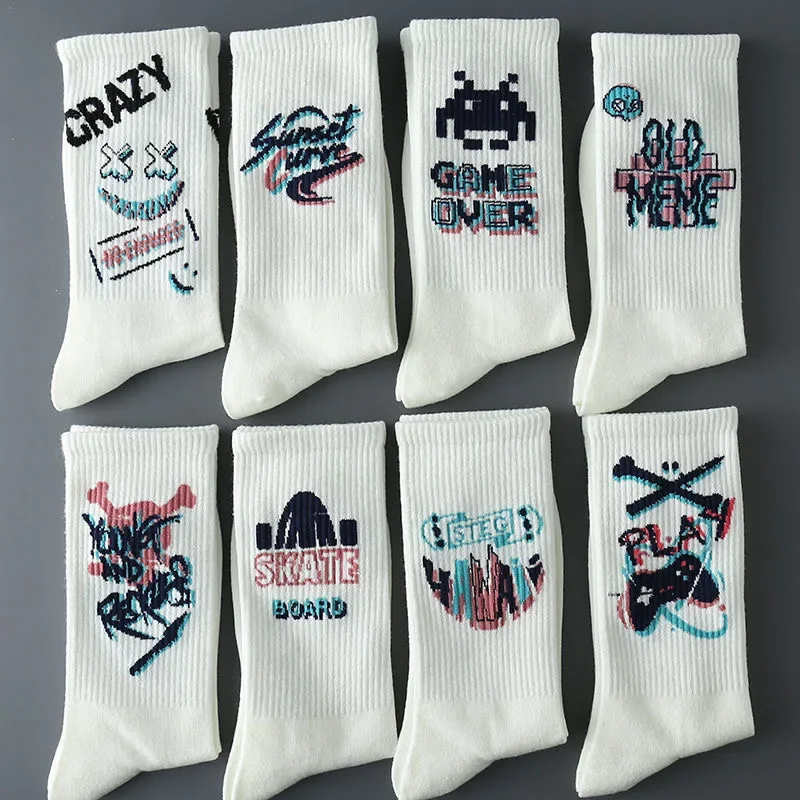 New-Cyberpunk-Style-White-Cartoon-Gameing-Socks-for-Men-and-Women-Game ...