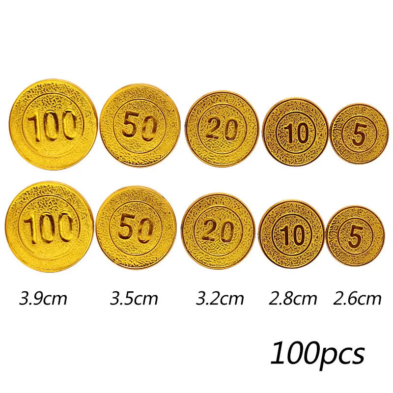 Generic 100pcs Pirates Gold Coins Plastic Fake Game Props Accessary ...