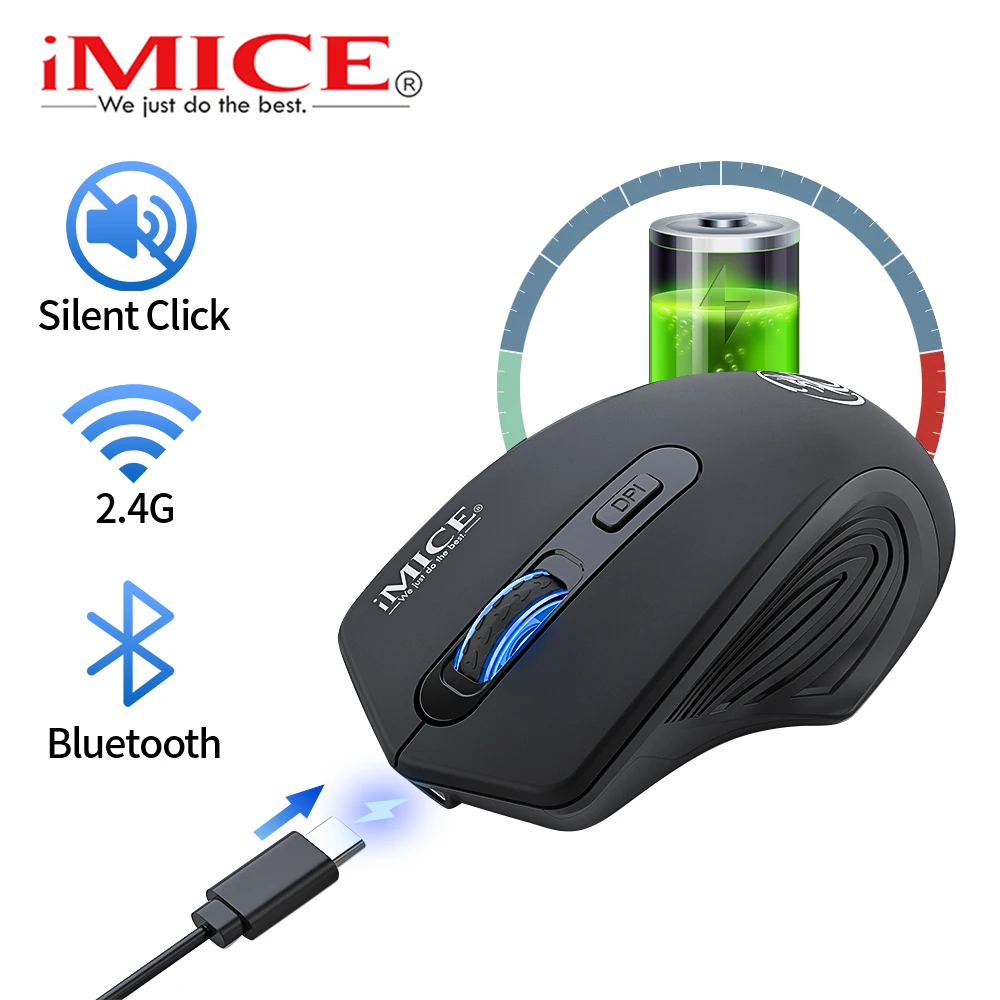 Mouse sem fio mouse bluetooth recarregável sem fio mouses para mouse de jogos laptop ergonômico ...