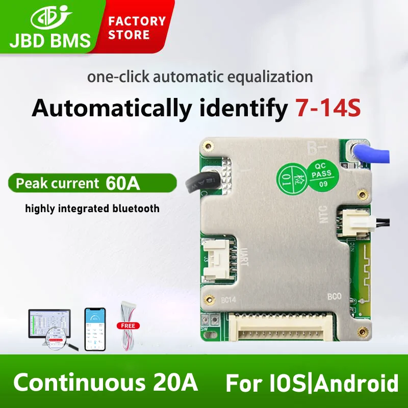 JBD-Bluetooth-Smart-BMS-LiFePo4-Li-ion-24V-36V-48V-52V-20A-Lithium ...