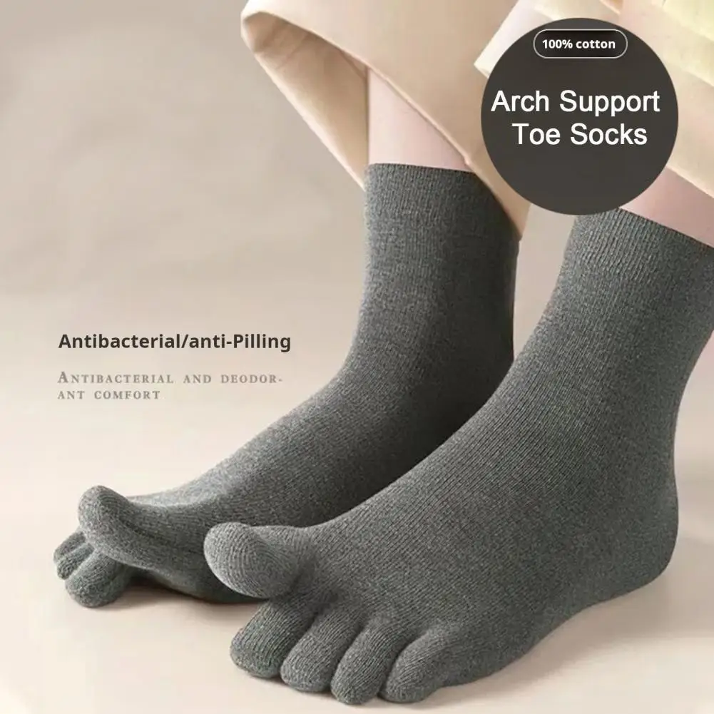 1 Pair Toe Socks Fall Winter Moisture-Wicking Arch Support Non-Slip Men ...
