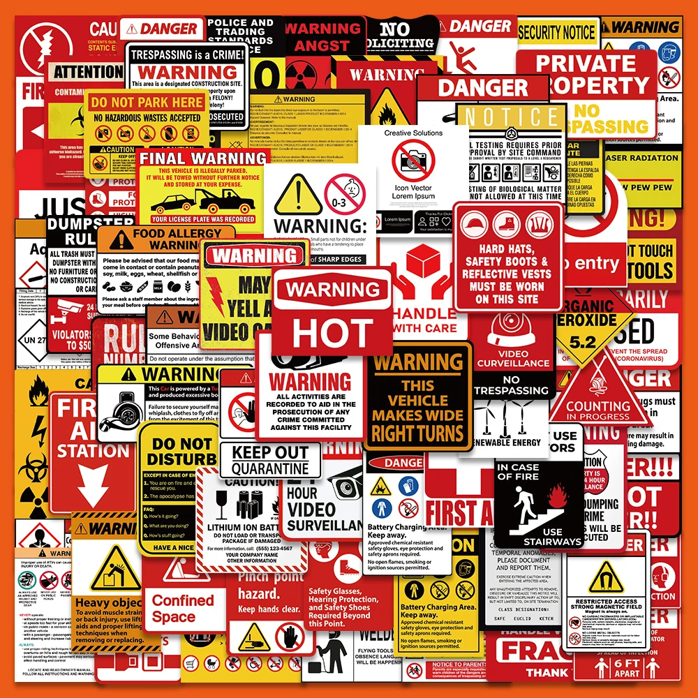 10/75pcs Vinyl Waterproof Graffiti Cartoon Warning Sign Stickers For ...