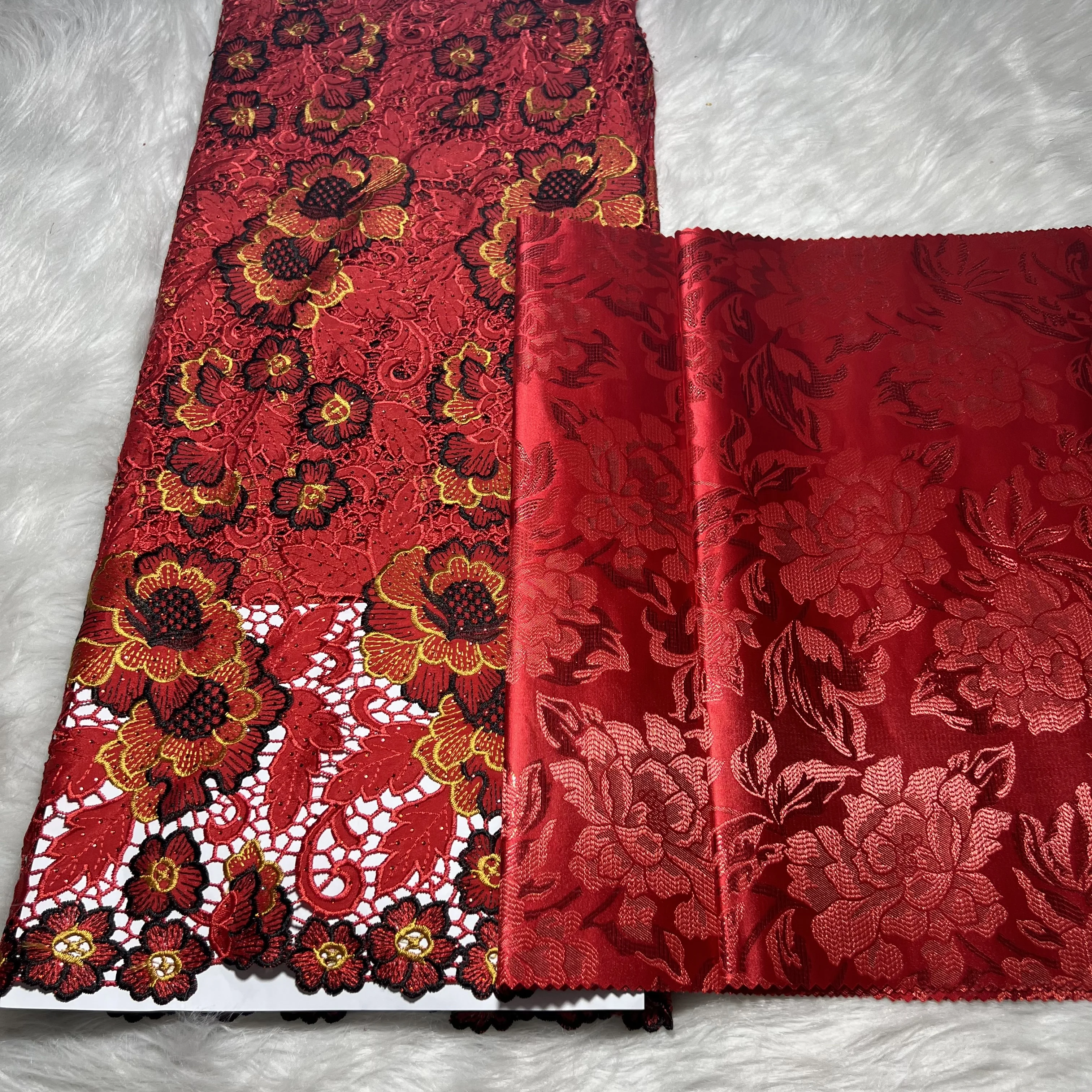 African Hot Sale High Quality Embroidery Tulle Mesh Lace Fabric 5Yards ...