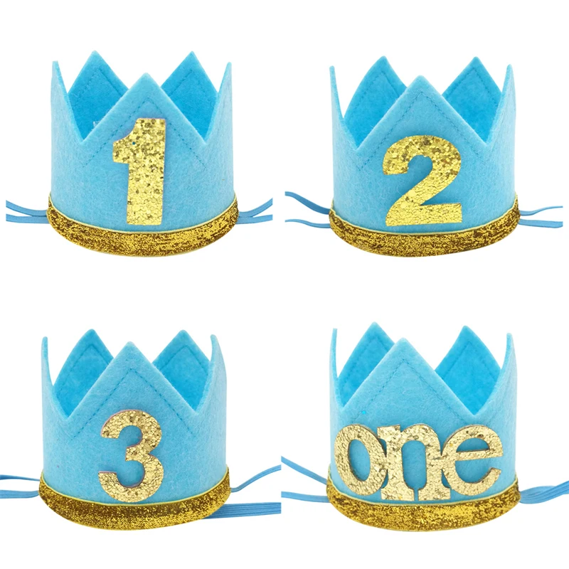 1Pcs Baby Number 1 2 3 Crown Birthday Wild One Hat Headband Hairband ...