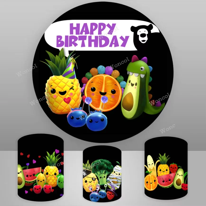 Hey Bear Sensory Round Backdrop Kid Birthday Photo Background Hey Bear ...