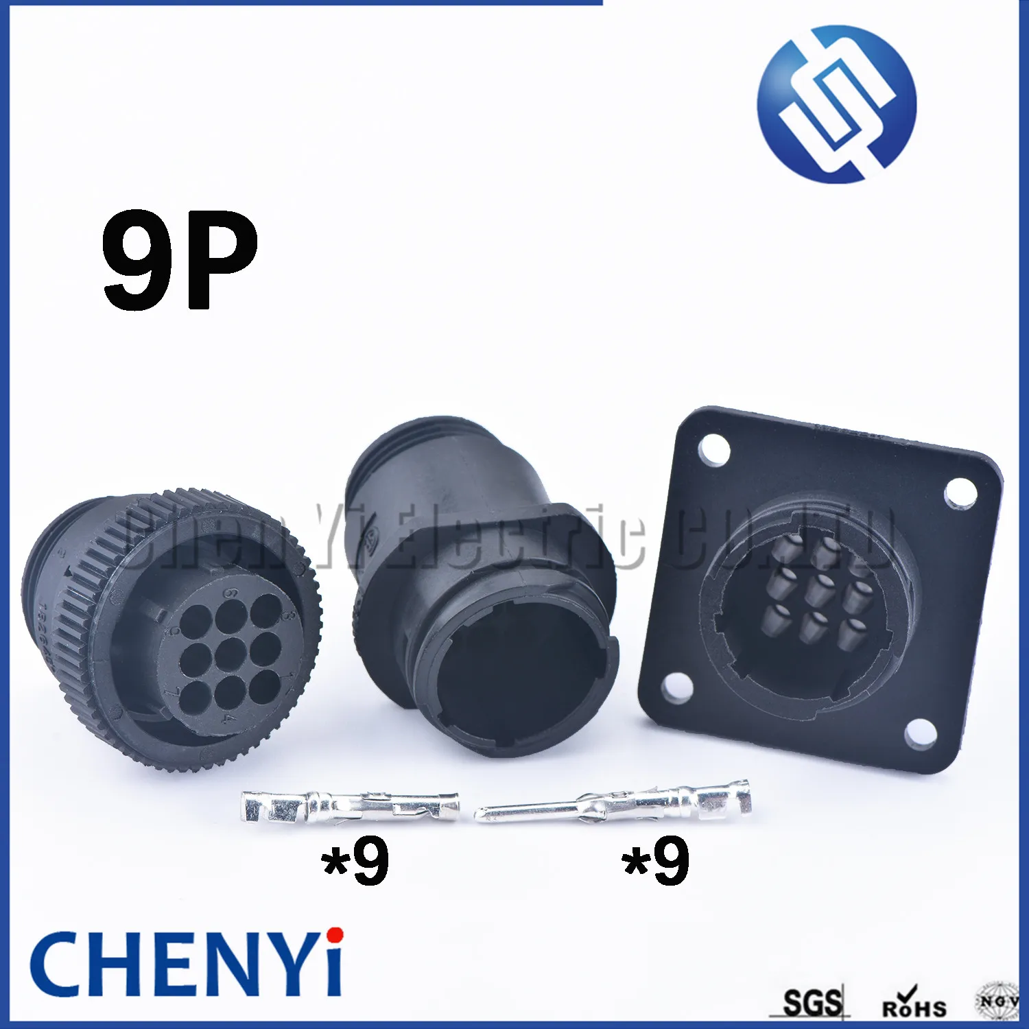 TE-AMP-9-Pin-Male-Female-SMT-Aviation-Wiring-Black-Circular-Connector ...