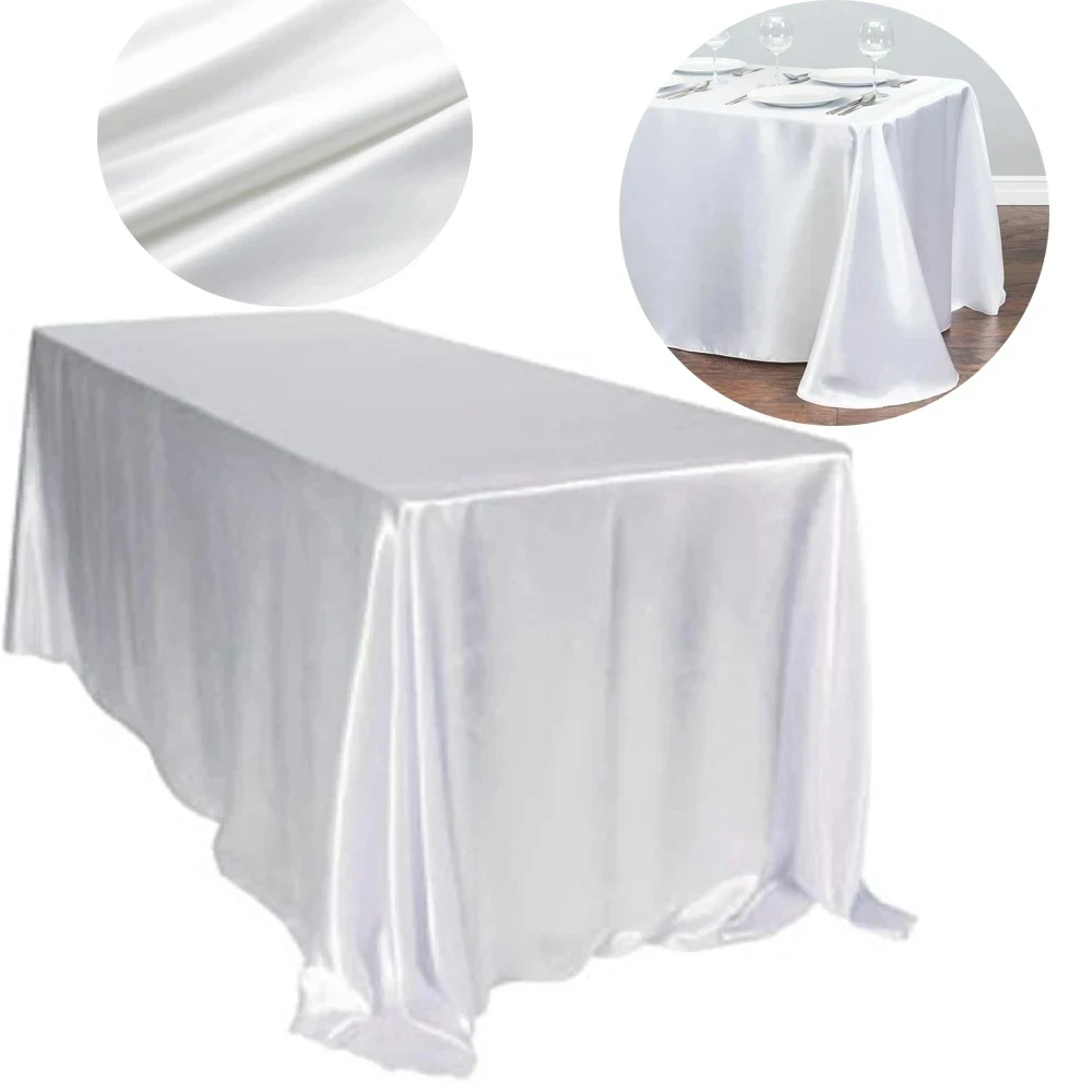 Rectangle Satin Tablecloth Wedding Table Cloth White for Christmas Baby ...