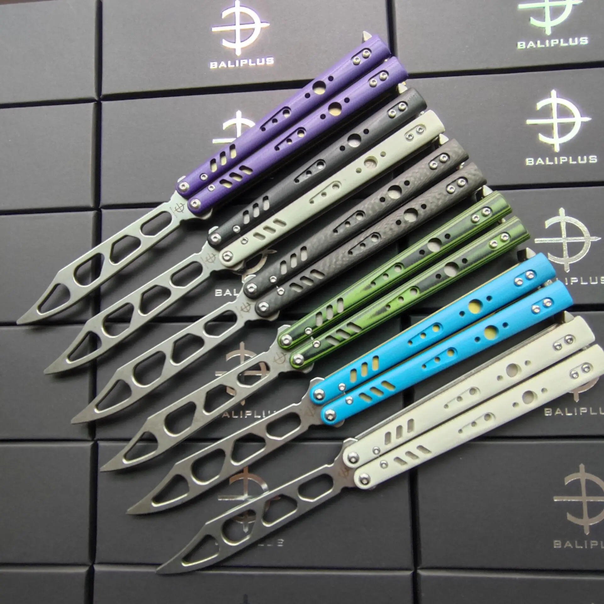 BALIPLUS BRS Replicant Butterfly Knife Trainer D2 Blade Carbon Fiber ...